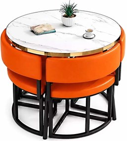 LuxuryForm DESIGN Jídelní set MONTE 4+1 - oranžový / bílý