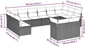 12dílná zahradní sedací souprava s poduškami hnědá polyratan 3218433