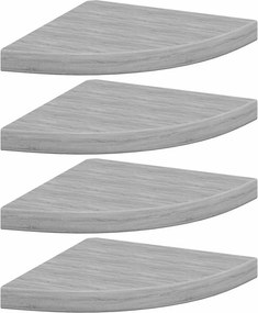 Nástěnné rohové police 4 ks betonově šedé 35 x 35 x 3,8 cm MDF 326644