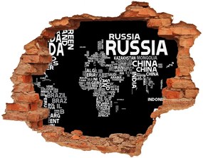Wallmuralia Samolepící díra na stěnu Mapa světa nápis 90x70 cm