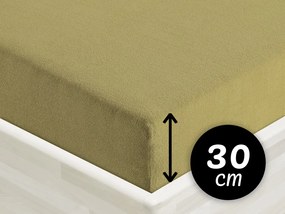 Froté napínací prostěradlo na vysokou matraci FR-020 Olivové 90 x 200 - výška 30 cm