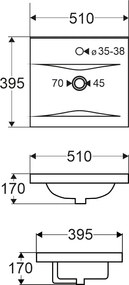 Mereo Mereo, Nábytkové umyvadlo, 51x39,5x17 cm, keramické, bílé, UC5139