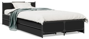 Rám postele se zásuvkami černý 90 x 200 cm kompozitní dřevo