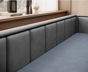 Modrá/šedá žinylková rozkládací/s úložným prostorem pohovka 214 cm Fulgeo – ELTAP