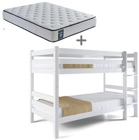 Patrová postel s matracemi a rošty LENNY 173 - buk bílá