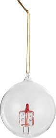 HANG ON Skleněná koule dárek 9 cm - čirá