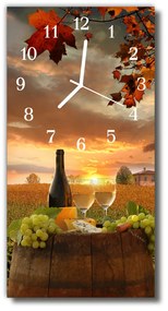 Skleněné hodiny vertikální Kuchyně Barevné hroznové víno