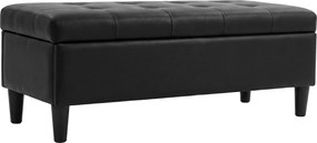 HOMCOM lavice s úložným prostorem 136L, velký úložný puf 110x41x42 cm, vhodný pro domácí mazlíčky, umělá kůže, černá