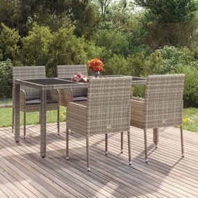 Zahradní židle s poduškami 4 ks polyratan šedé,  319888