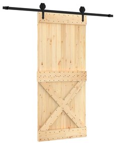 Posuvné dveře s kováním 90 x 210 cm masivní borové dřevo,  3203245