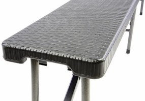 Zahradní set lavice a stůl v ratanovém designu - černá