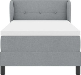 Postel s boxspringem s čelo Světle šedá 90 x 200 cm textil 3340003