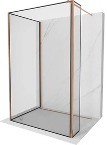 Mexen Kioto sprchová stěna Walk-in 140 x 100 x 30 cm, černý rám, růžové zlato - 800-140-100-221-60-70-030