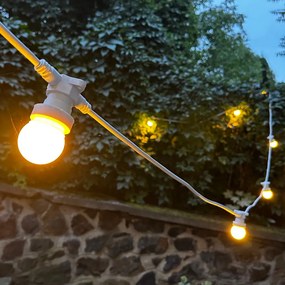 Easy Fix světelná girlanda, venkovní, 50 m, pro 50 žárovek E27, bílý kabel, IP67, bez žárovek, cívka