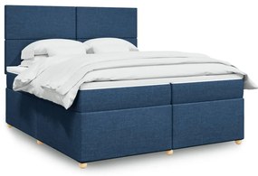 Box spring postel s matrací modrá 200x200 cm textil 3291386