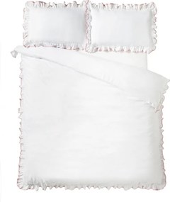 Bílé/růžové povlečení na jednolůžko 135x200 cm So Soft Mono Frill – Catherine Lansfield
