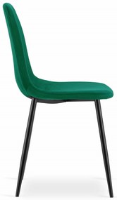 Tmavě zelená sametová židle COMO s černými nohami