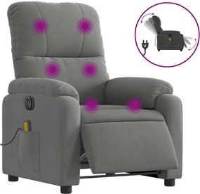 Elektrické masážní polohovací křeslo tmavě šedé mikrovlákno 3204924