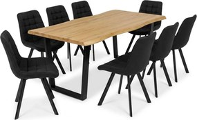 Vikio Jídelní set pro 8 osob 180x90 cm dub noha U černá židle VJS158-8C