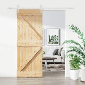 Posuvné dveře s kováním 80 x 210 cm masivní borové dřevo,  3203213
