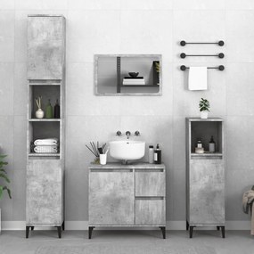 3dílný set koupelnových skříněk betonově šedý kompozitní dřevo,  3185547