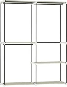 HOMCOM Skříň Otevřená skříň se 4 plátěnými policemi, 3 tyče na oblečení, kovová konstrukce 142x43x185 cm Krémová