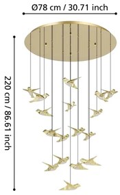 Eglo 390398 - LED Stmívatelný lustr na lanku PARATEBUENO 17xLED/3W/230V zlatá
