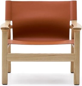 Koňakově hnědé kožené křeslo Jan – Kave Home