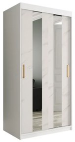 Posuvná šatní skříň Nonnus 100 Pole, Úložný prostor: ano, Barva: bílá matná / bílá mramor