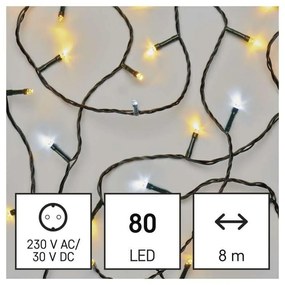 LED vánoční řetěz blikající 8m IP44 CW/WW časovač