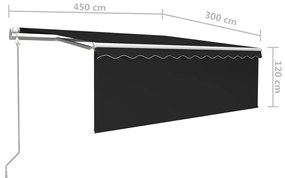 vidaXL Marketos Automatická zatahovací markýza s roletou 4,5 x 3 m antracitová
