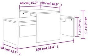 vidaXL Marketos Set konferenčních stolků betonově šedý 100x48x40 cm kompozit
