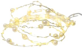 ACA Lighting LED dekorační girlanda - perly 20 LED, teplá bílá barva, 2x baterie AA, 200 cm, IP20