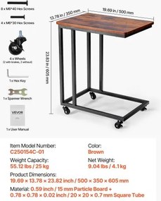 C Table, 500,126 × 350,012 × 605,028 mm VEVOR