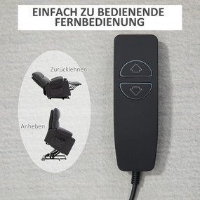 HOMCOM Elektrické polohovací křeslo se stojánkem a masážní funkcí, TV křeslo s funkcí vyhřívání, flanelový vzhled tmavě šedá