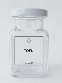 Samolepka na kořenky TOFU průhledná 5 × 5 cm tučné písmo