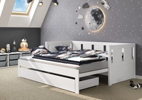 Rozkládací postel Relax včetně 2ks matrací Logan - bílá - masiv borovice Bílá   
90x200/180x200 cm