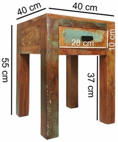 Bruxxi Noční stolek s recyklovaného dřeva Kalkutta, 55 cm, mango