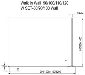 Ravak Walk In Transparent černá Wall-110 GW9WD0300Z1
