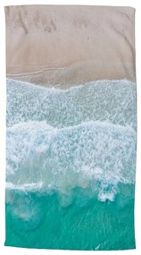 Béžovo-tyrkysová plážová osuška 100x180 cm – Good Morning