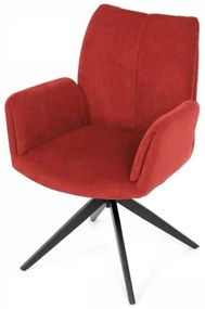 Jídelní židle červená látka otočný mechanismus 180° černý kov HC-993 RED2