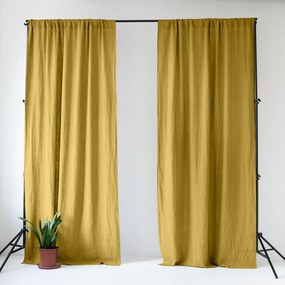 Žlutý lněný závěs 140x200 cm Lemon Curry – Linen Tales