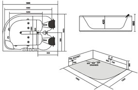 BPS-koupelny Hydromasážní vana HYD-CA631RH 180x120 PRAVÁ s ohřevem vody