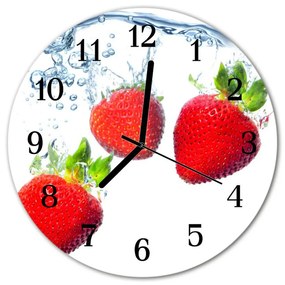 Skleněné hodiny kulaté jahody