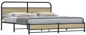 Kovový rám postele bez matrace dub sonoma 200 x 200 cm 3318692