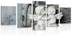 5-dílný obraz sošky andílků na lavičce Varianta: 100x50