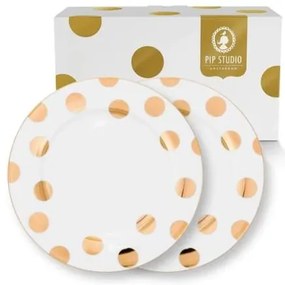Pip Studio Dot Delight sada 2 ks talířů Ø26,5 cm, bílo-zlatý
