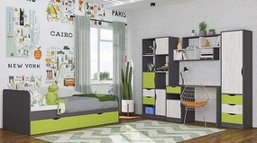 Casarredo - Komfort nábytek Policový regál DISNEY 3S se zásuvkami, dub kraft bílý/šedý grafit/limeta