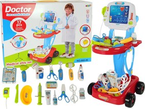 LEAN Toys Lékařská souprava na vozíku – dětský lékařský stolek „Doktor EKG“, 17 dílů