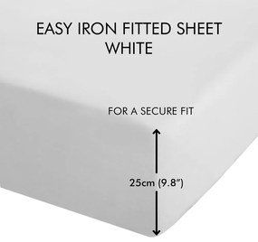 Bílé napínací perkálové prostěradlo 135x190 cm Easy Iron Percale – Catherine Lansfield
